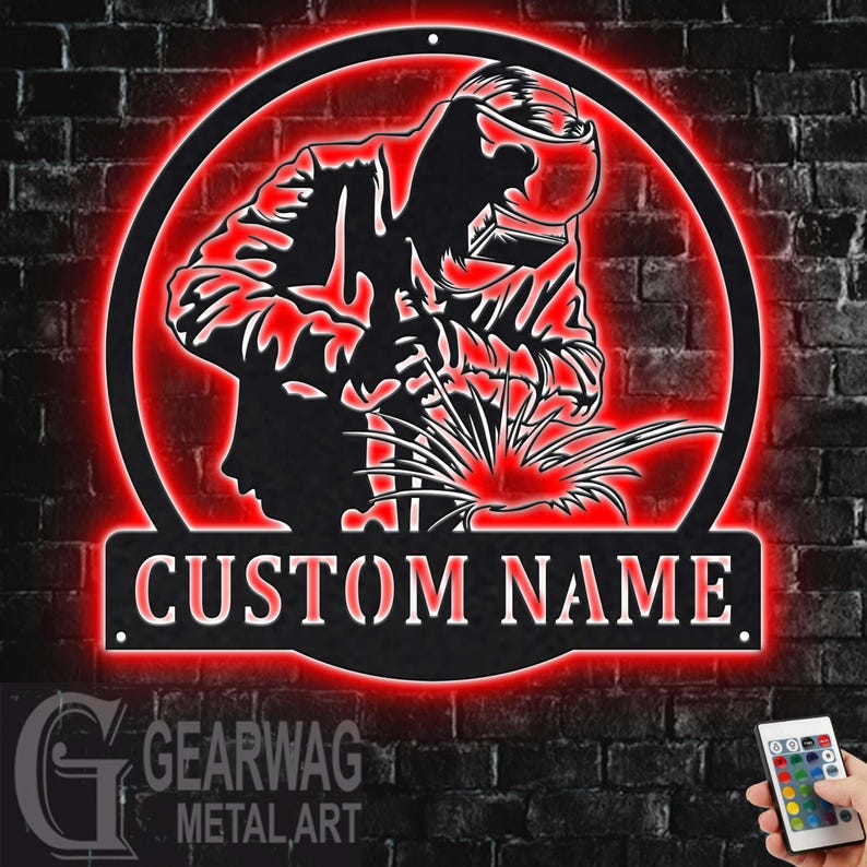 Custom Welder Metal Sign With LED Light: Personalized Name Decor - Etsy
