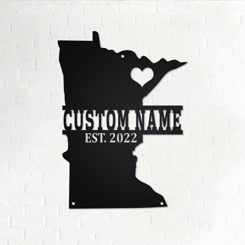 Custom Minnesota Map Metal Wall Art With Led Light - Etsy