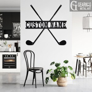 Custom Crossed Golf Metal Wall Art With LED Light, Personalized Golfer ...