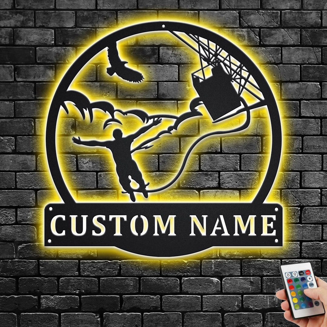 Custom Bungee Jumping Metal Wall Art With LED Lights - Etsy