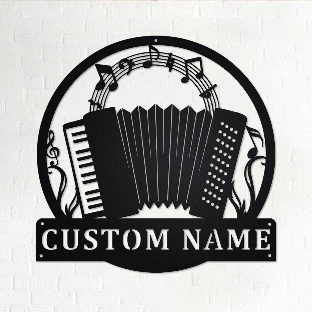 Custom Accordion Metal Wall Art, Personalized Accordion Name Sign ...