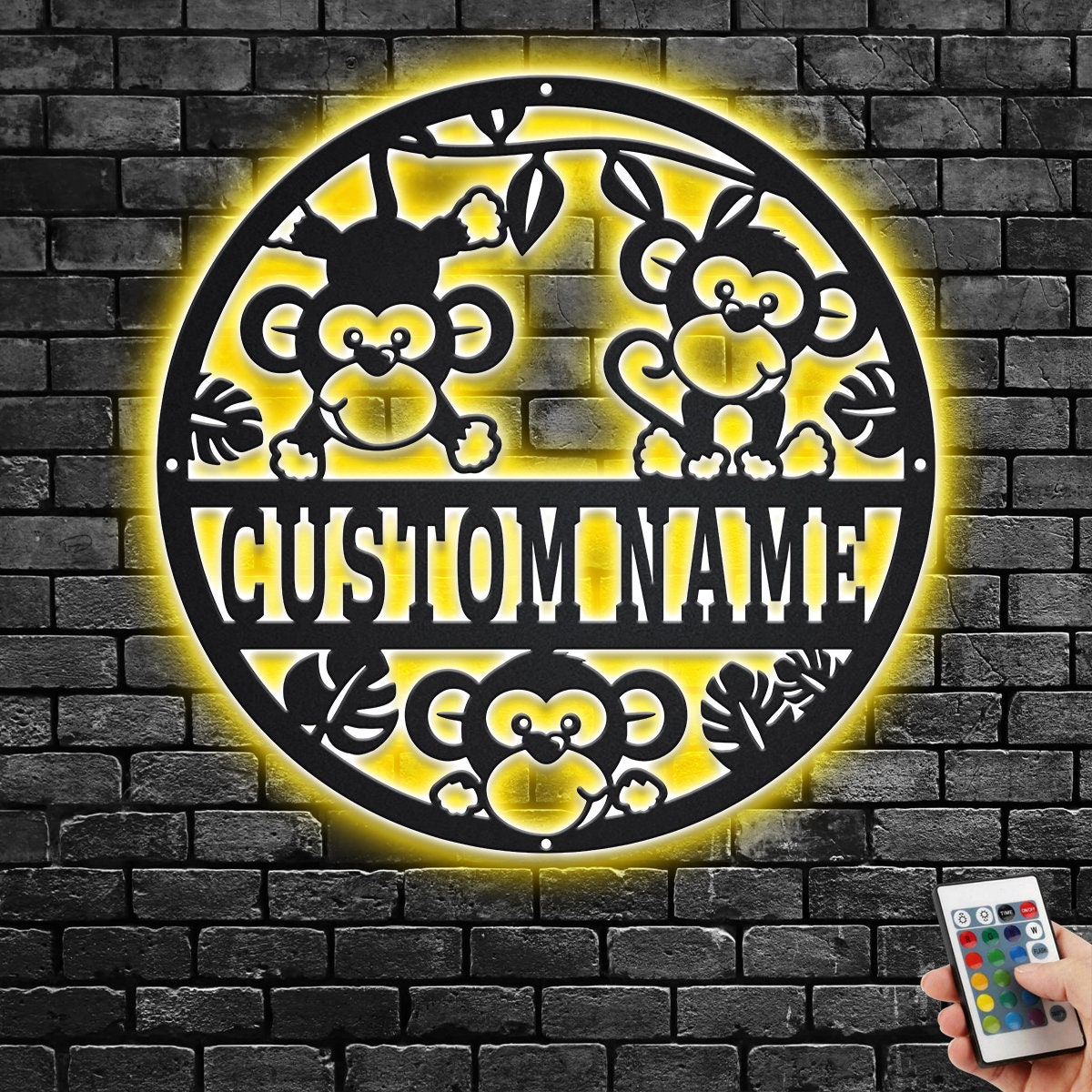 Custom Monkey Metal LED Sign: Personalized Nursery Decor - Etsy
