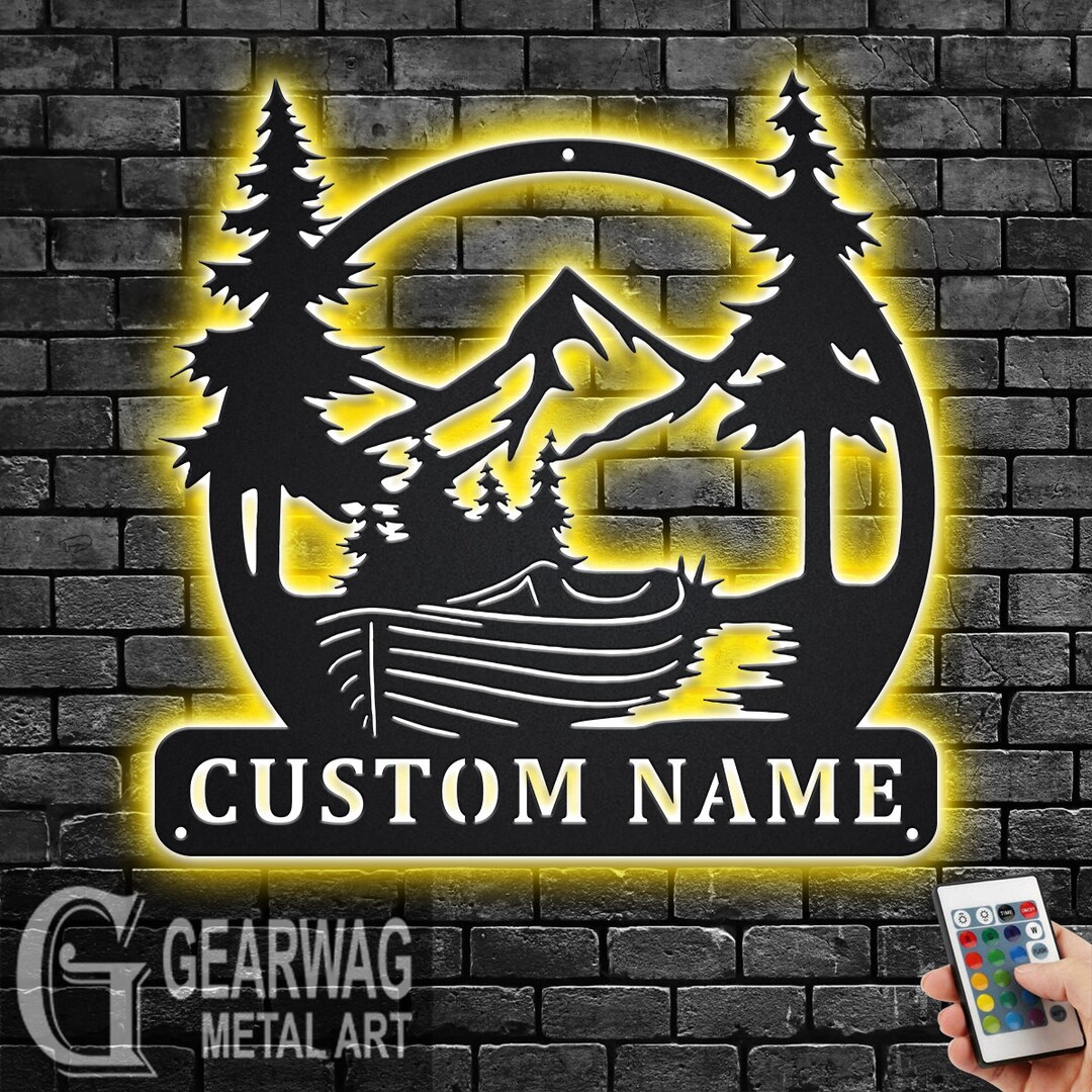 Custom Boat Metal Wall Art: Personalized LED Family Name Sign - Etsy
