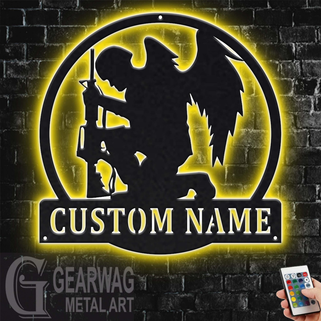 Custom Soldier Metal Sign With LED Light, Personalized Soldier Name ...