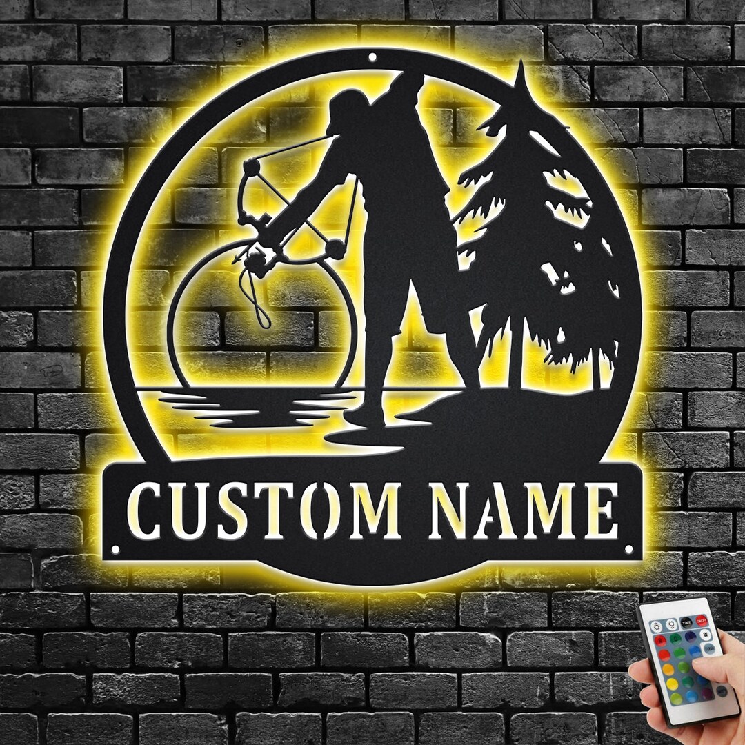 Custom Bowfishing Metal Wall Art With LED Light, Personalized ...