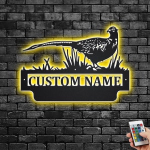 Custom Pheasant Metal Wall Art With LED: Personalized Name Sign - Etsy