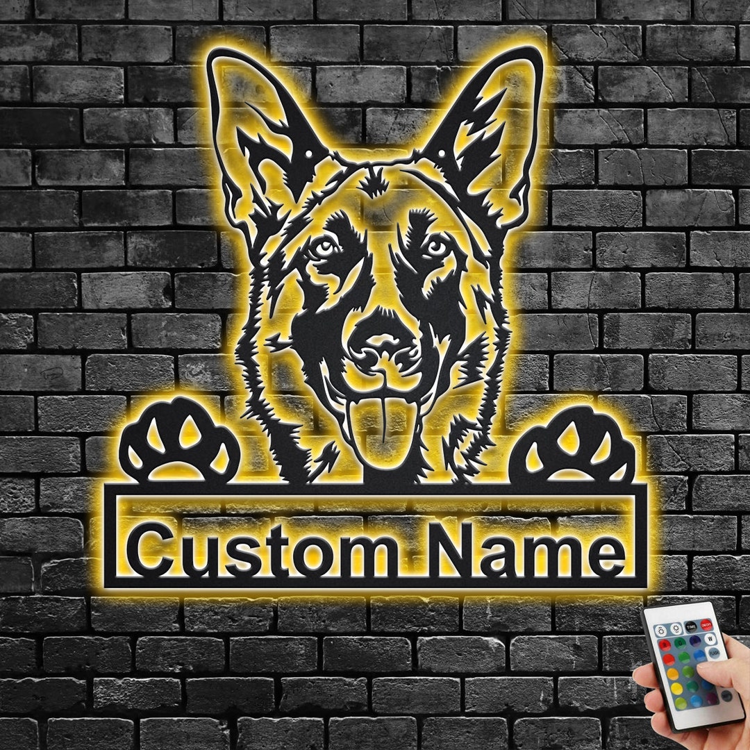 Custom Dutch Shepherd Metal Wall Art With LED Light, Personalized Dutch ...