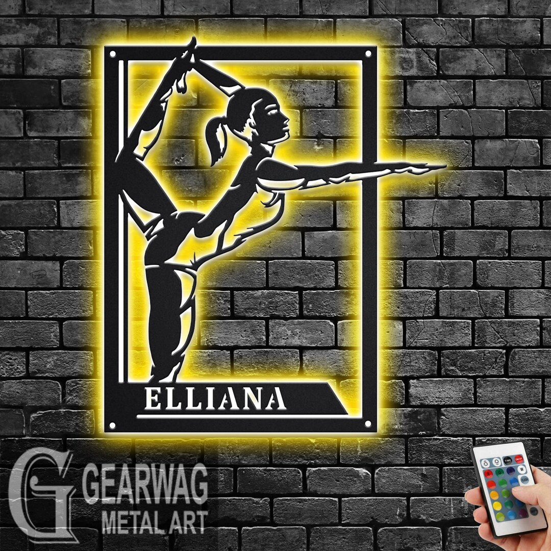 Personalized Gymnastics Metal LED Sign: Custom Name Wall Art - Etsy ...