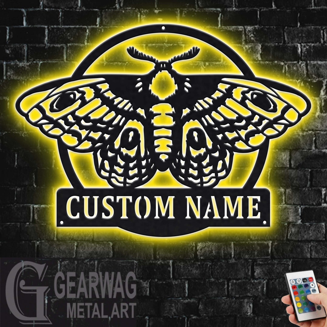 Custom Black Moth Metal Sign With LED Lights - Etsy
