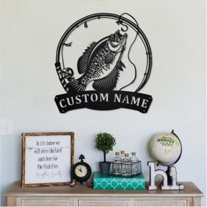 Personalized Crappie Fish Metal Sign Fishing Metal Wall Art Fishing ...