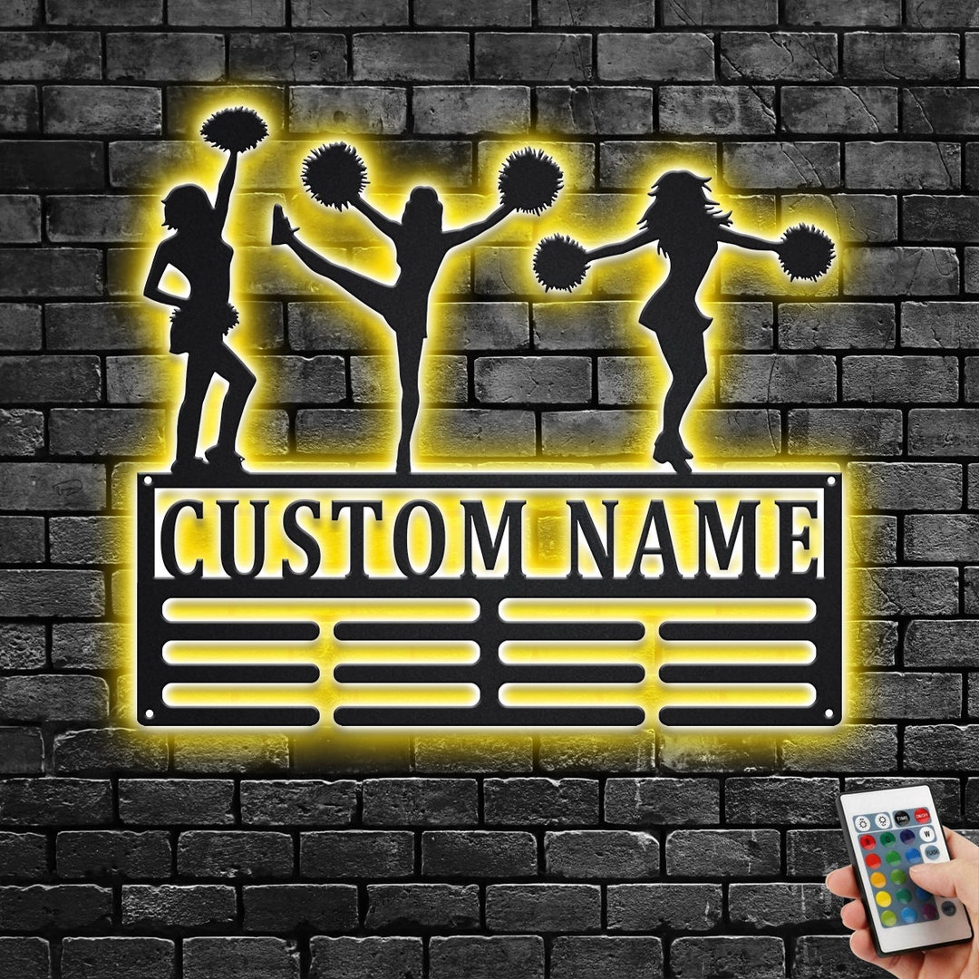 Custom Cheerleading Medal Holder LED Light, Personalized Cheerleader ...
