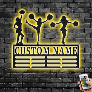 Custom Cheerleading Medal Holder LED Light, Personalized Cheerleader ...
