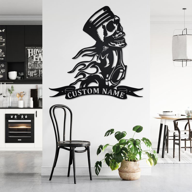 Custom Piston Skull Metal Wall Art Personalized Mechanic Car - Etsy