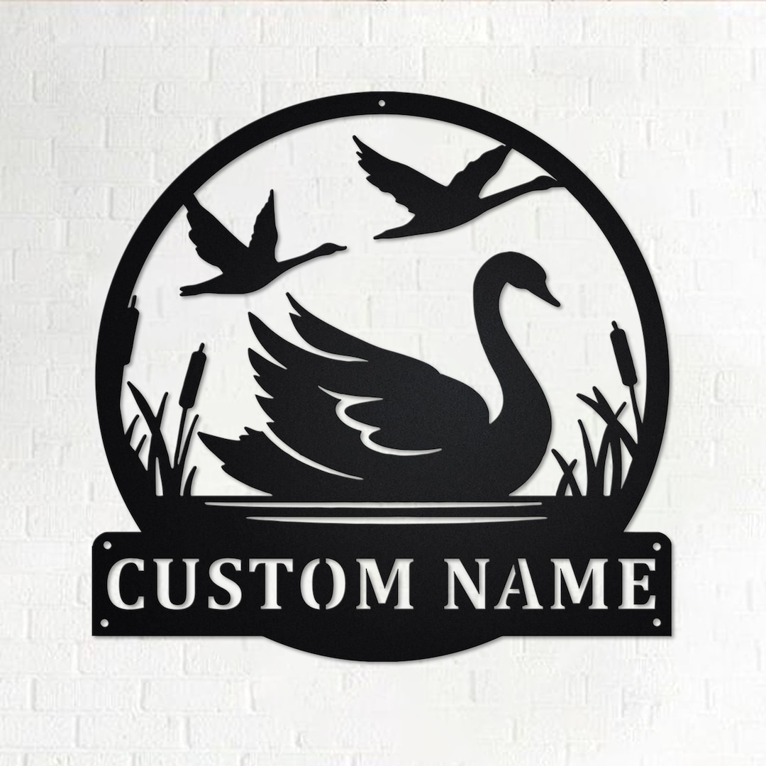 Custom Swan Metal Wall Art: Personalized Name Sign, Swan Decor - Etsy