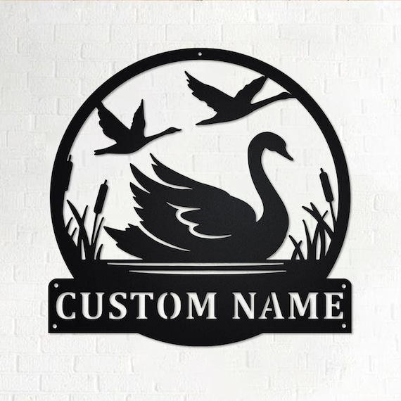 Custom Swan Metal Wall Art Personalized Swan Name Sign - Etsy