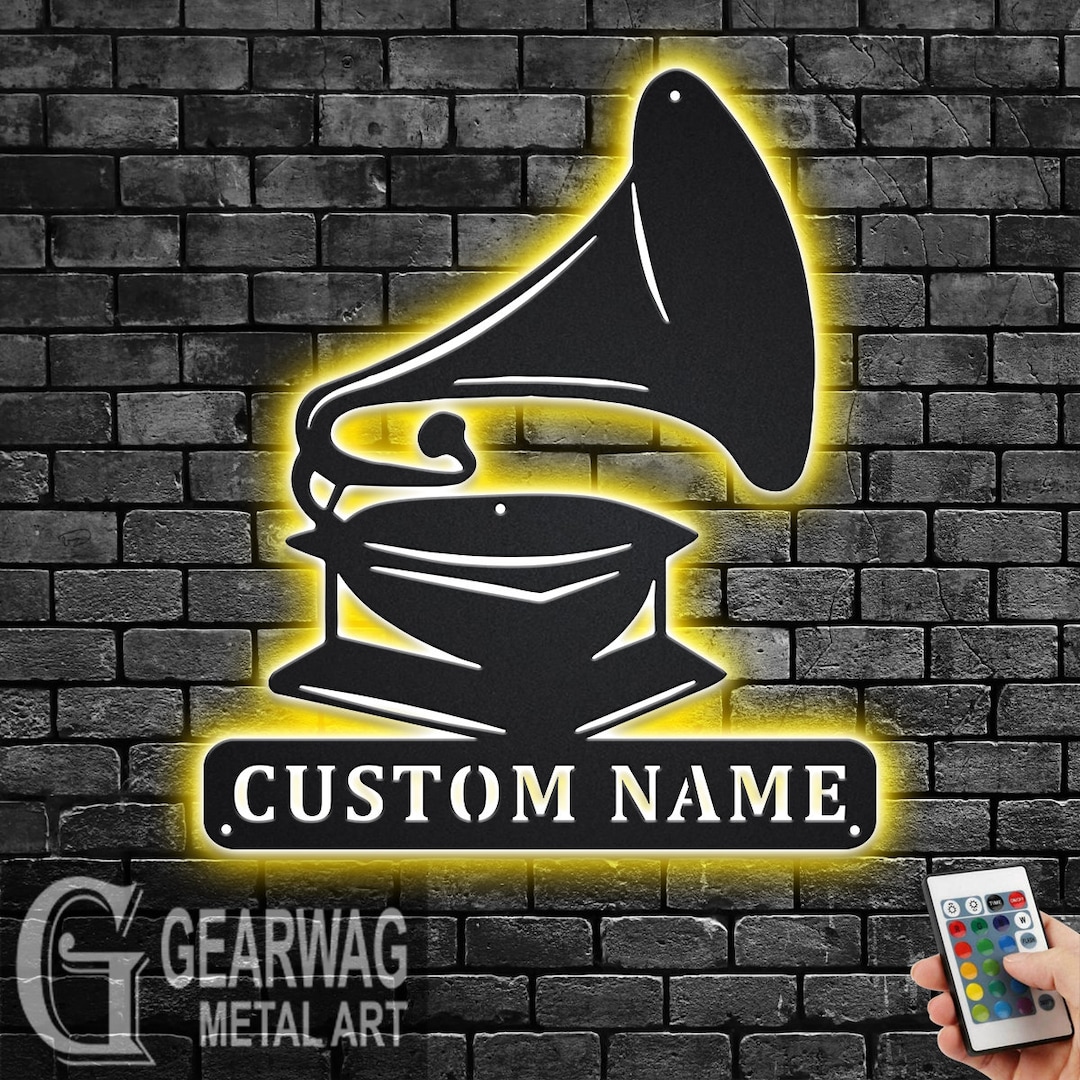 Custom Phonograph Record Metal Wall Art With LED Light, Personalized ...