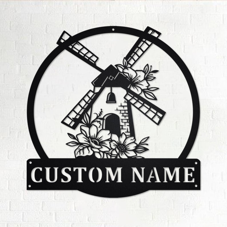 Custom Windmill Metal Wall Art With LED: Personalized Name Sign - Etsy