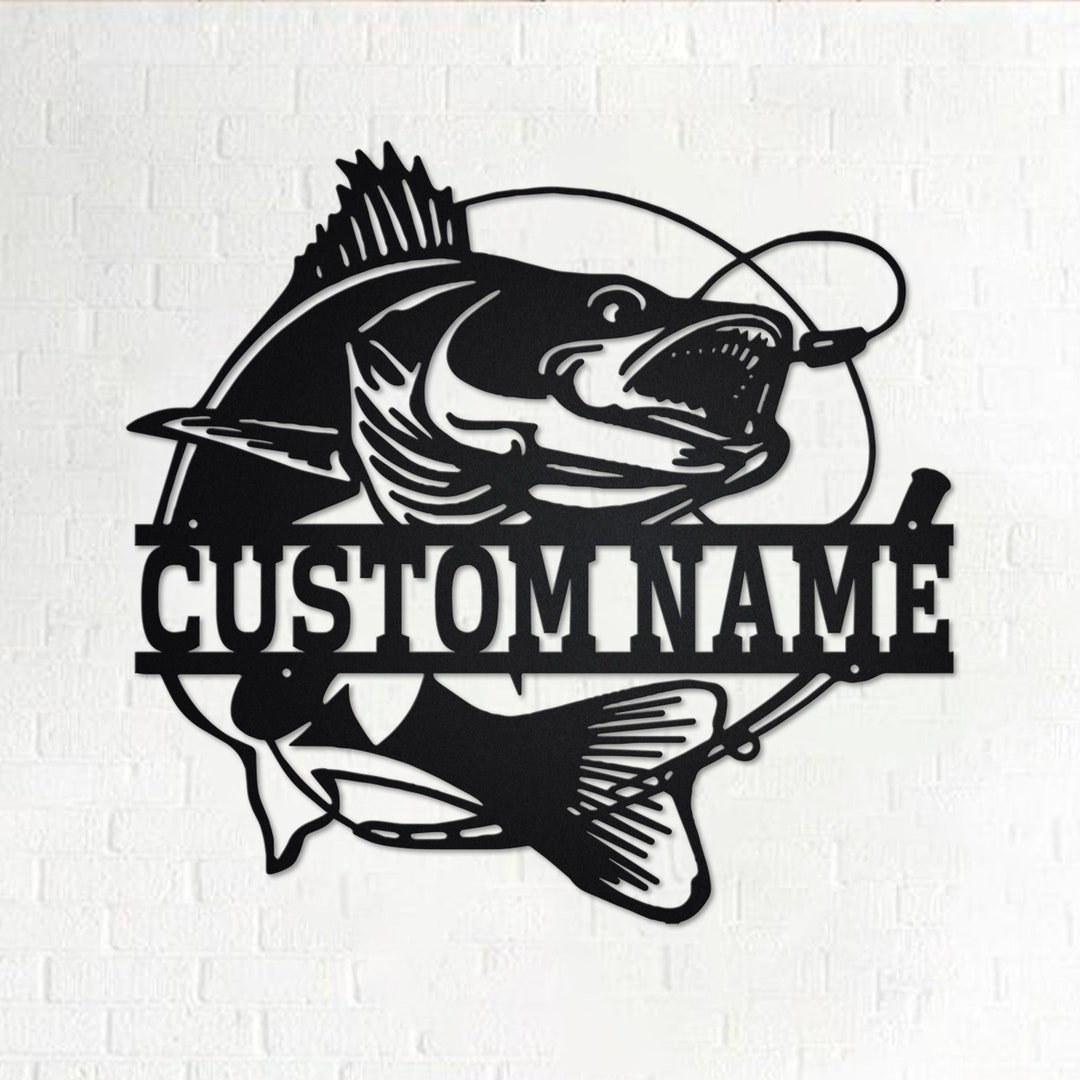 Custom Walleye Fishing Metal Wall Art, Personalized Walleye Fish Name ...