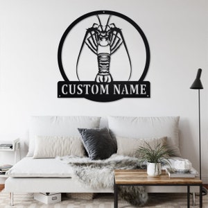 Custom Lobster Metal Wall Art With LED Light, Personalized Lobster Name ...