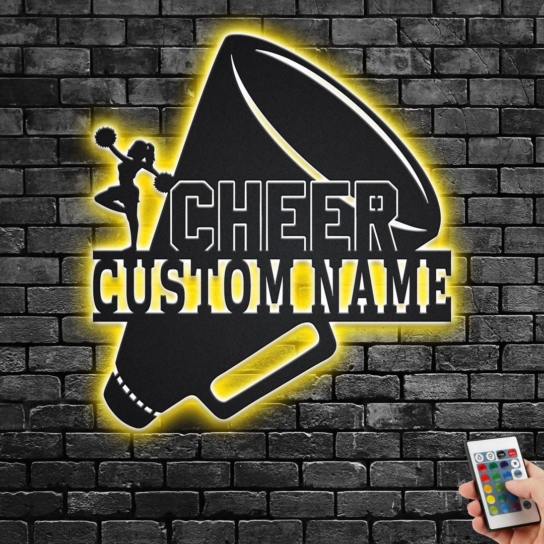 Custom Megaphone Cheerleader Metal Wall Art With LED Light ...
