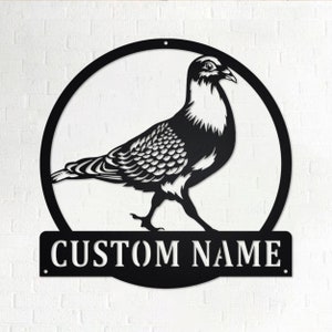 Custom Pigeon Metal Wall Art With LED Lights: Personalized Name Sign - Etsy