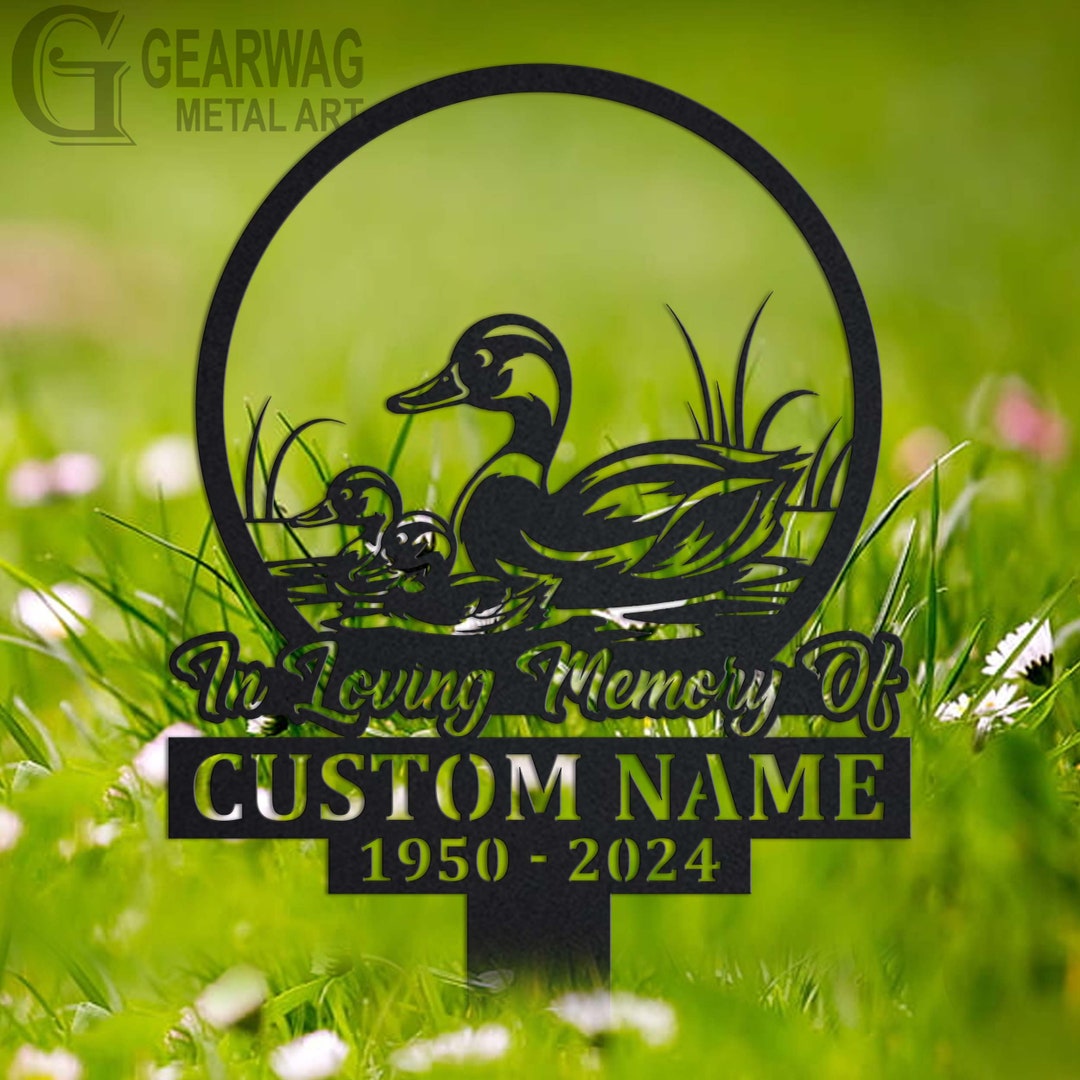 Custom Duck Memorial Stake, Metal Stake, Outdoor Decor, in Loving ...