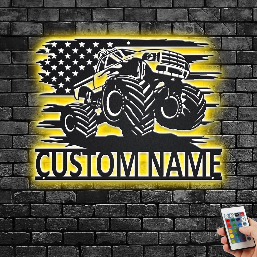 Custom Monster Truck Metal Wall Art With LED Lights - Etsy