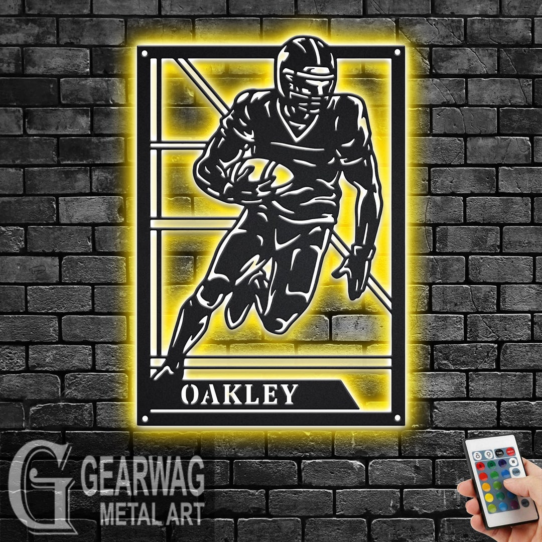 Custom Football Player Metal Sign With LED Light - Etsy