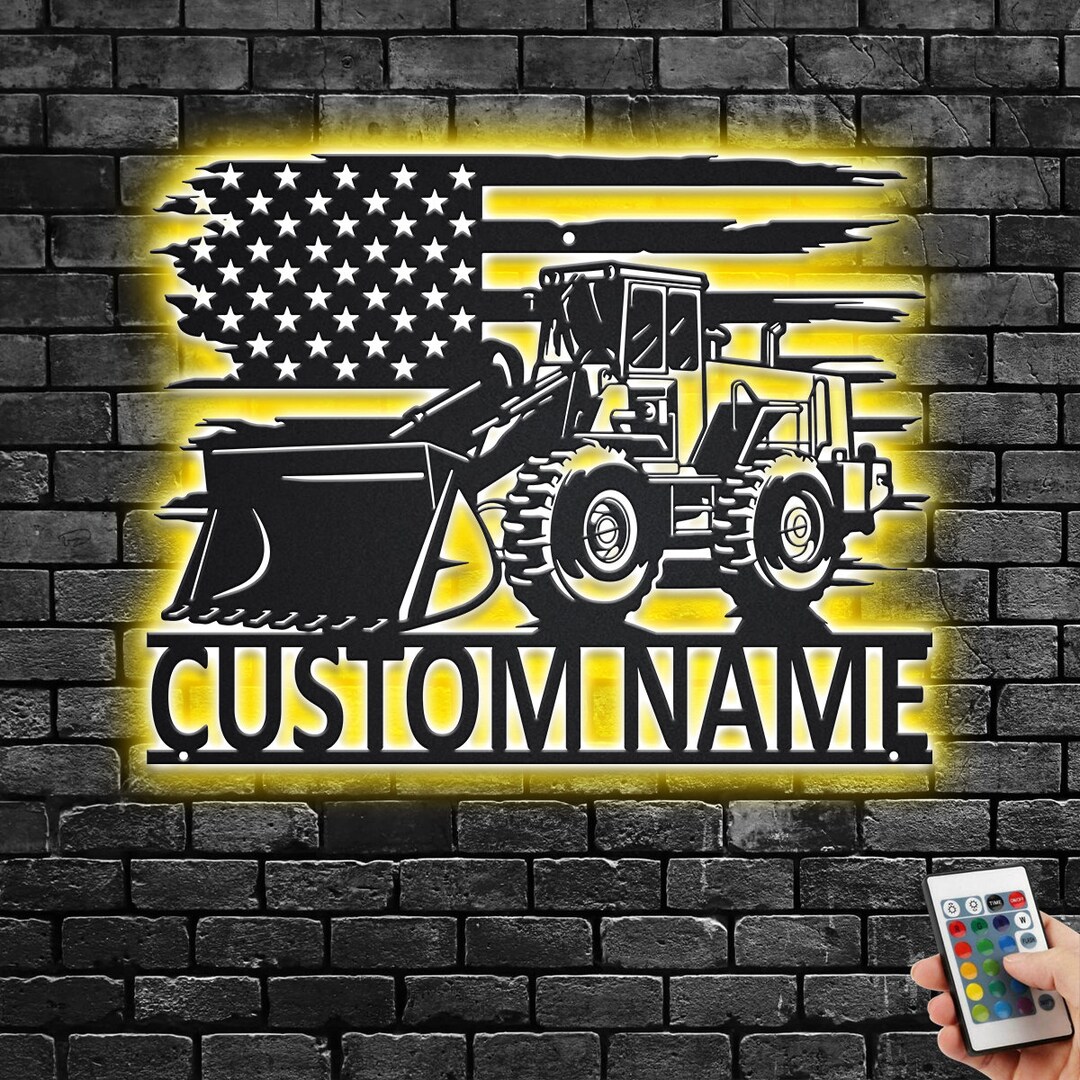Custom Us Loader Truck Metal Wall Art With LED Light, Personalized ...
