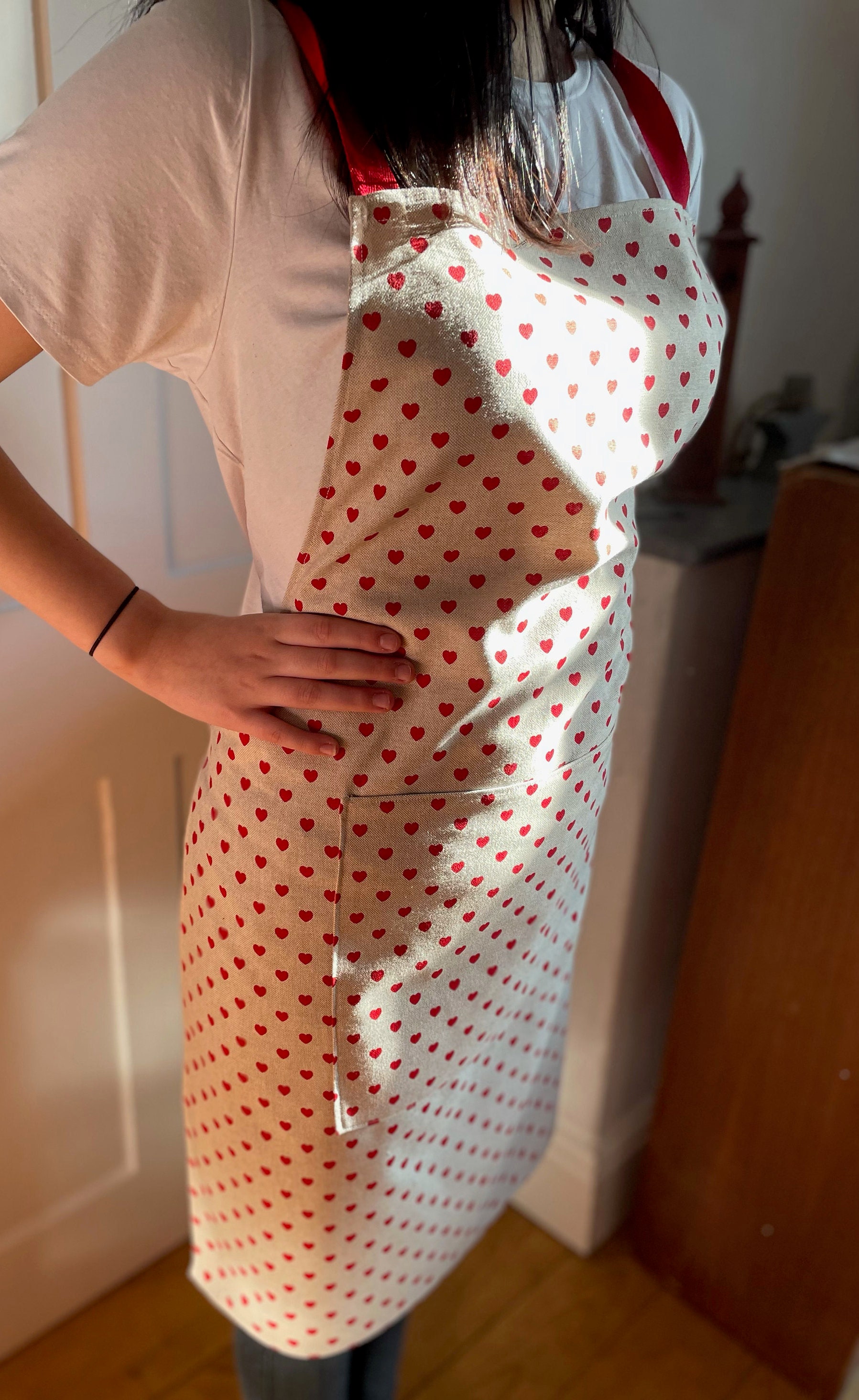 Heart Apron with pocket and adjustable neck Valentine's | Etsy