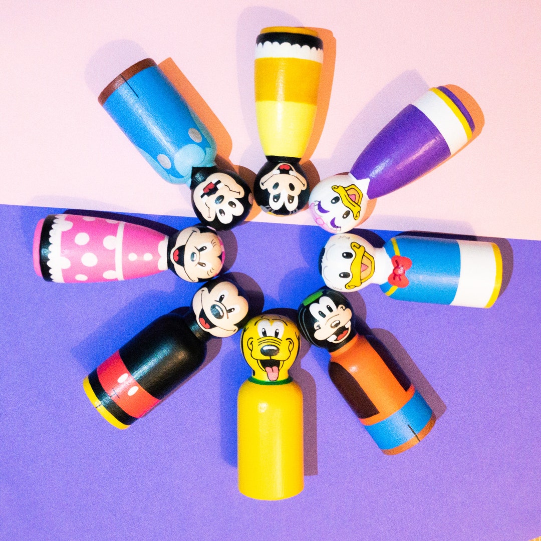 Mickey Mouse Club House Themed Peg Dolls / Wooden Peg Dolls / Hand ...