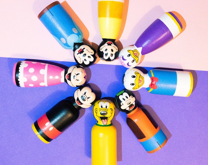 Mickey Mouse Club House Themed Peg Dolls / Wooden Peg Dolls / Hand ...