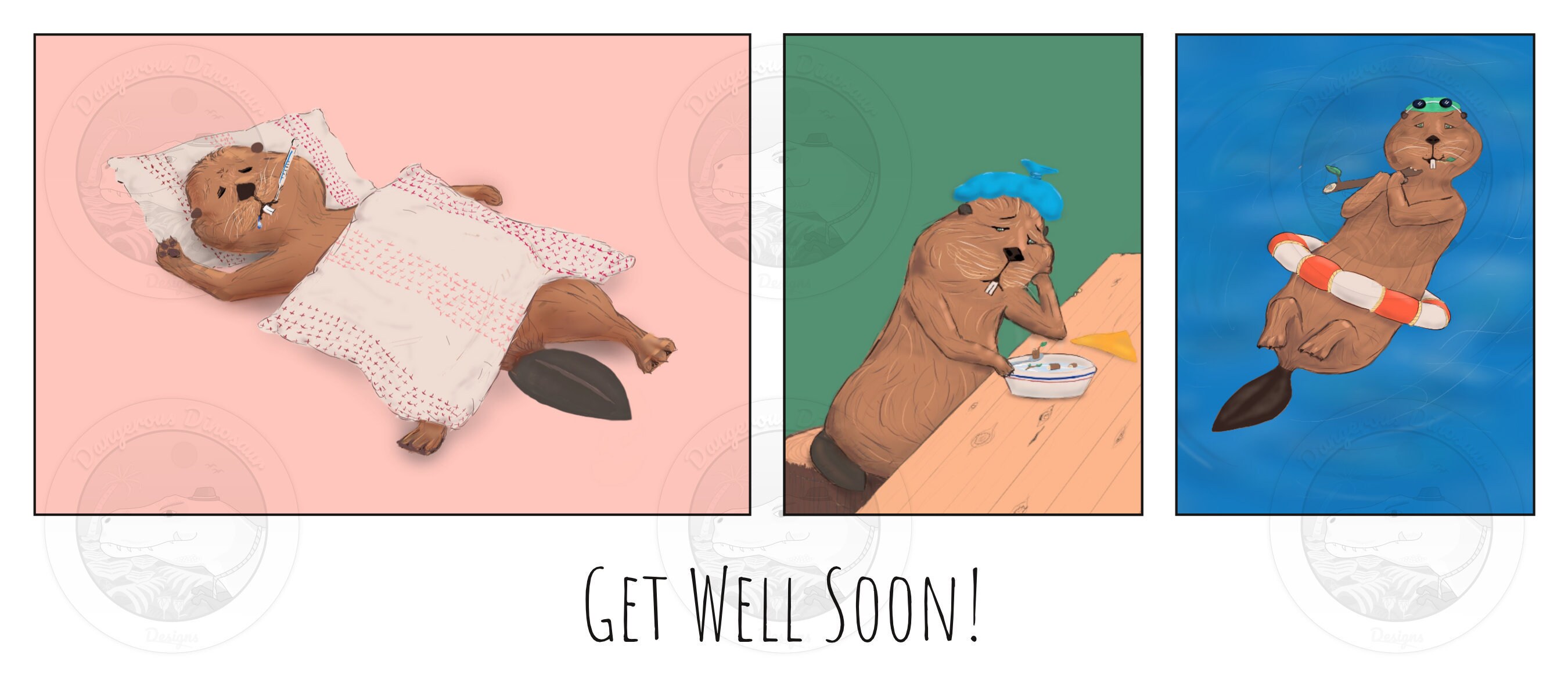 Get Well Soon - Beaver Getting Better - 4x9in Postcard - Etsy