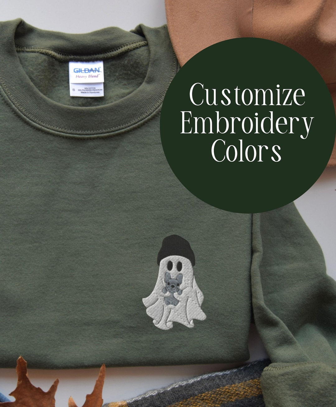 Embroidered Ghost and Frenchie Sweatshirt, Halloween Frenchie Mom ...
