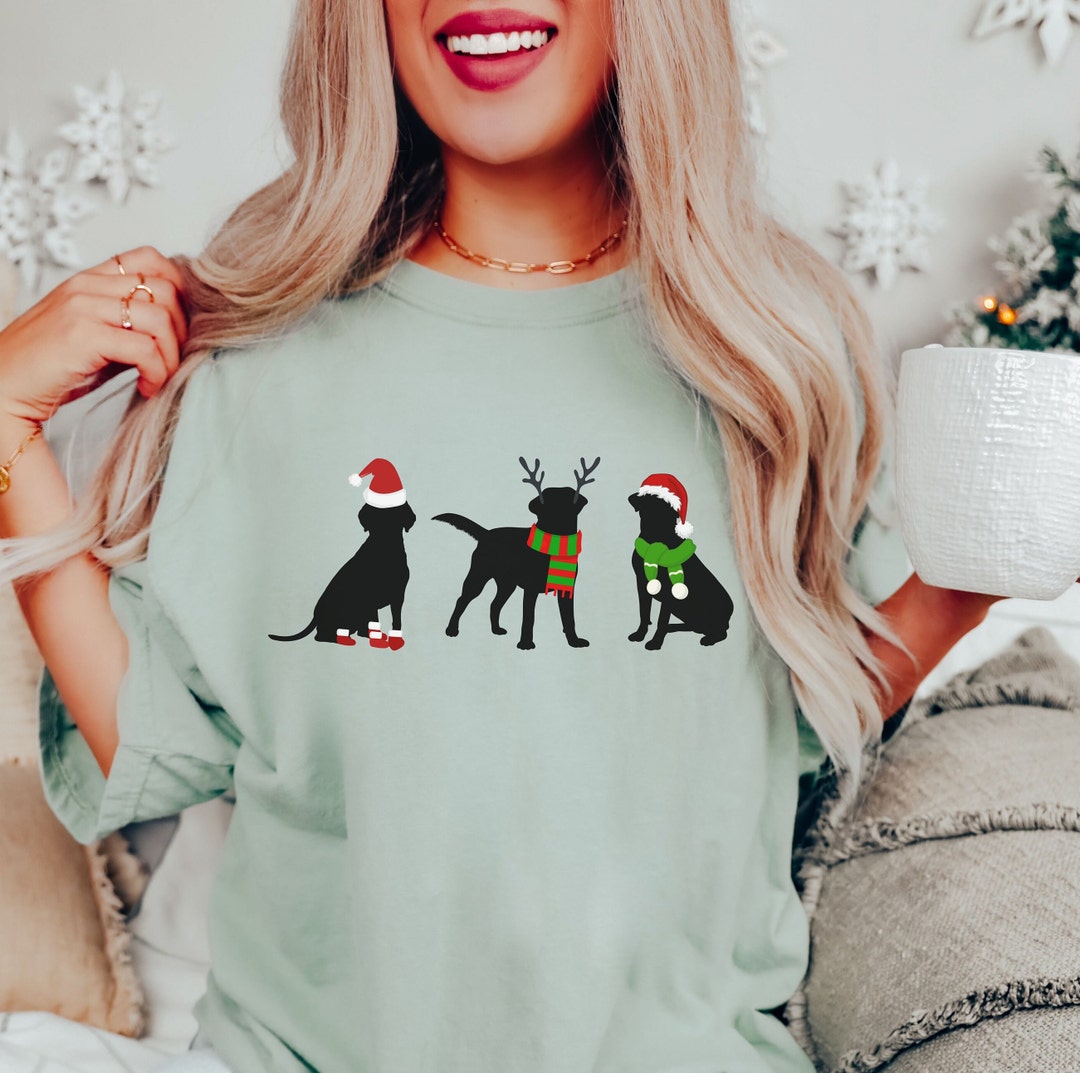 Black Lab Christmas Shirt, Black Labrador Retriever Comfort Colors ...