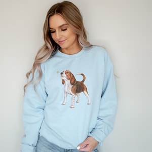 Cute Beagle Sweatshirt, Beagle Illustration Crewneck, Watercolor Beagle ...