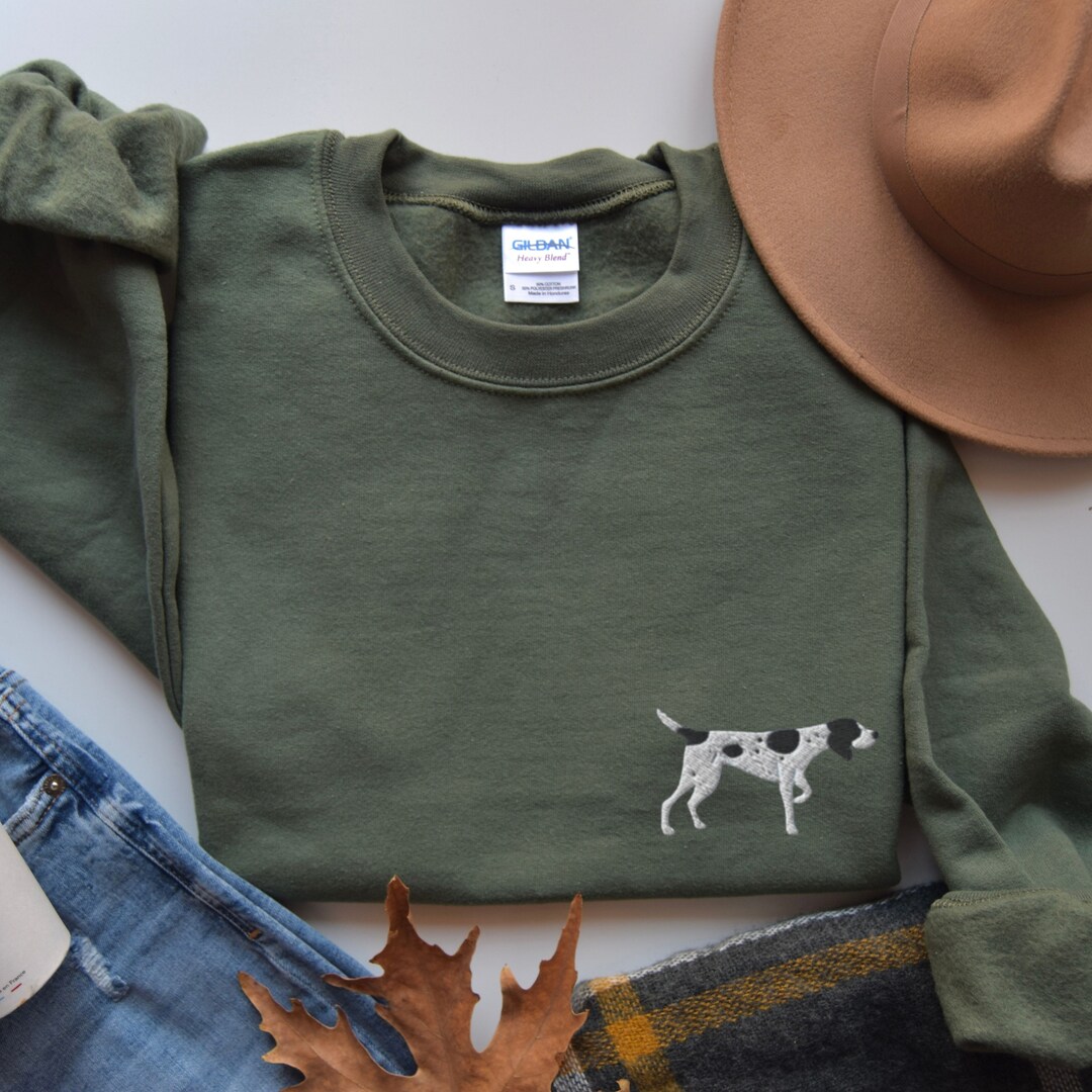 Pointer Sweatshirt Embroidered, German Shorthaired Pointer Crewneck ...