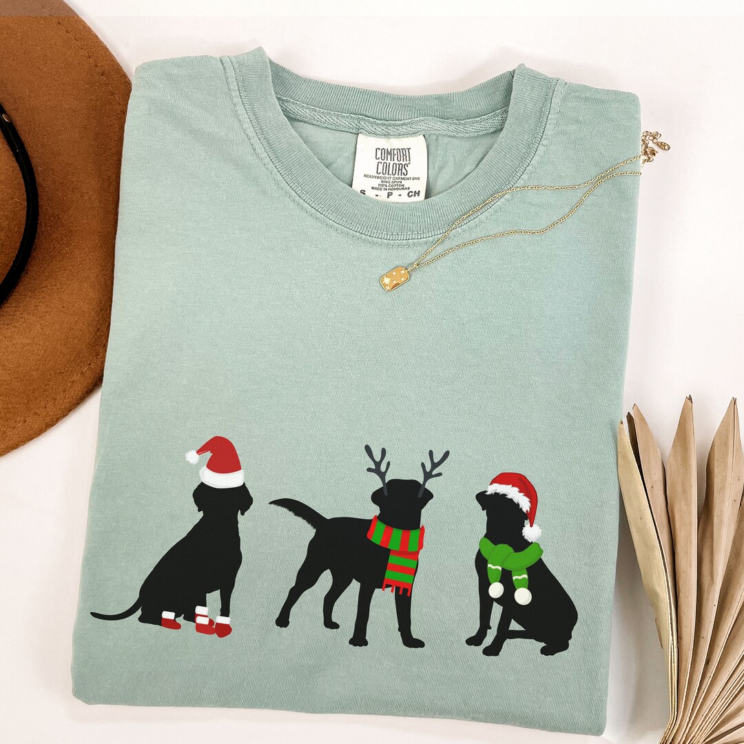 Black Lab Christmas Shirt, Black Labrador Retriever Comfort Colors ...