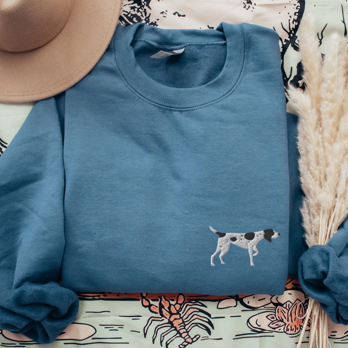 Pointer Sweatshirt Embroidered, German Shorthaired Pointer Crewneck ...