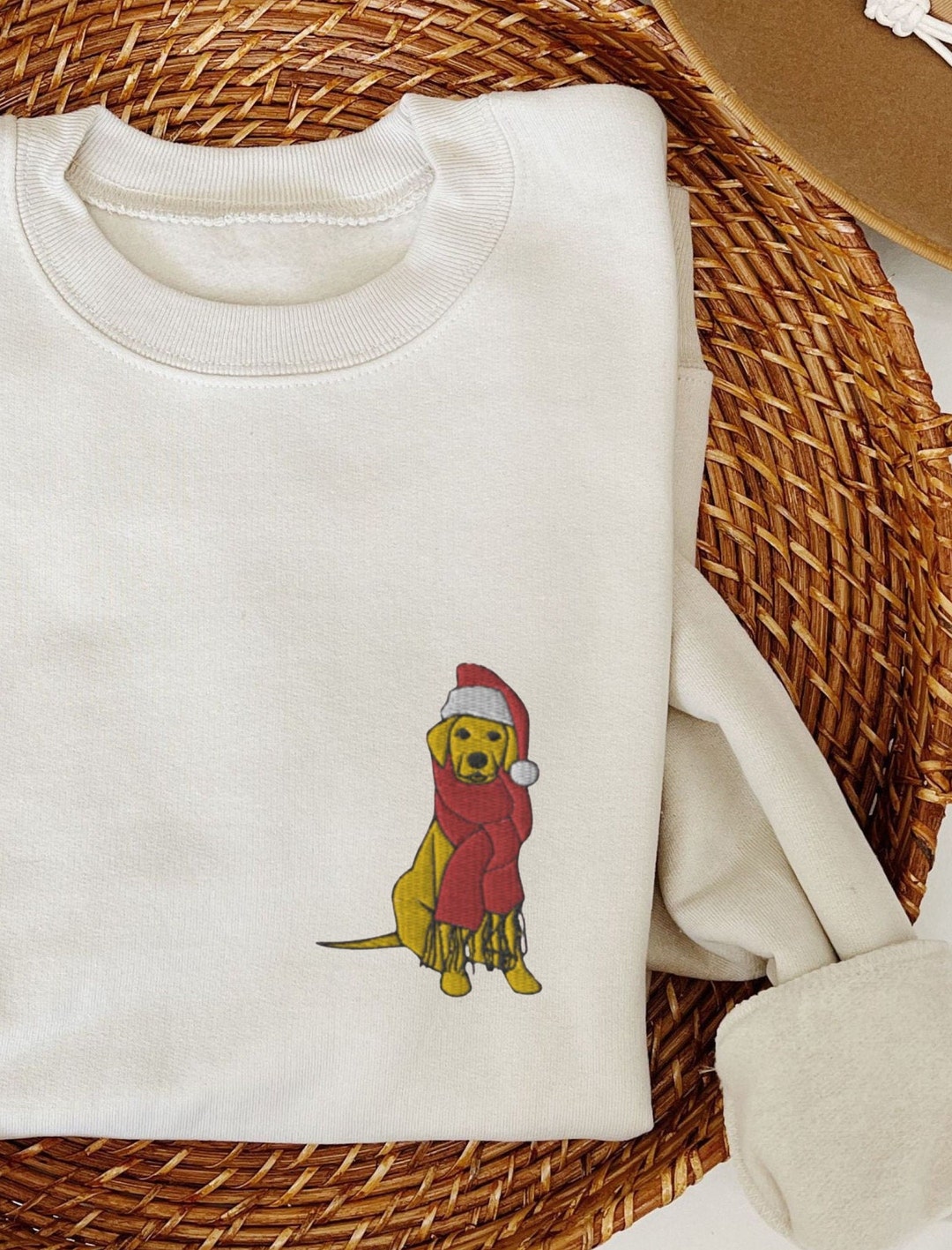 Embroidered Christmas Yellow Lab Sweatshirt, Cute Labrador Retriever ...