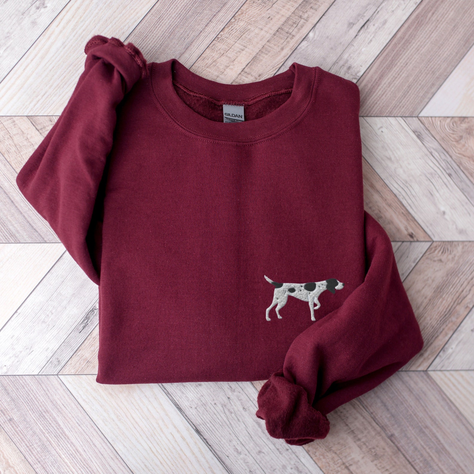 Pointer Sweatshirt Embroidered, German Shorthaired Pointer Crewneck ...