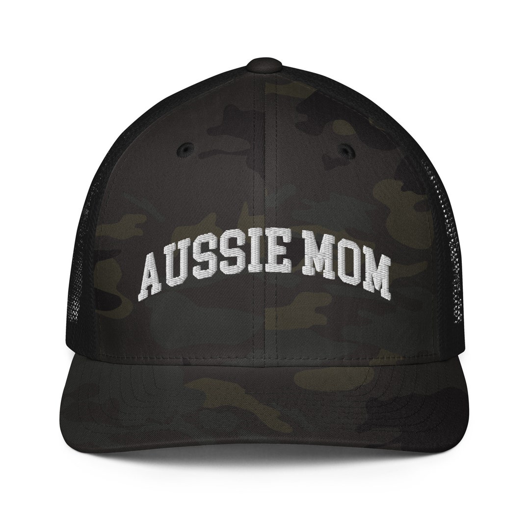 Aussie Mom Trucker Cap, Embroidered Australian Shepherd Mama Trucker ...