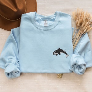 Orca Embroidered Sweatshirt, Killer Whale Crewneck, Whale Shirt, Whale ...