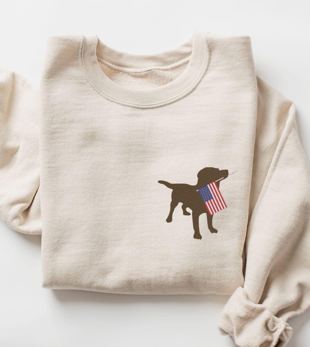 EMBROIDERED Chocolate Lab Sweatshirt, Labrador Retriever USA Flag ...