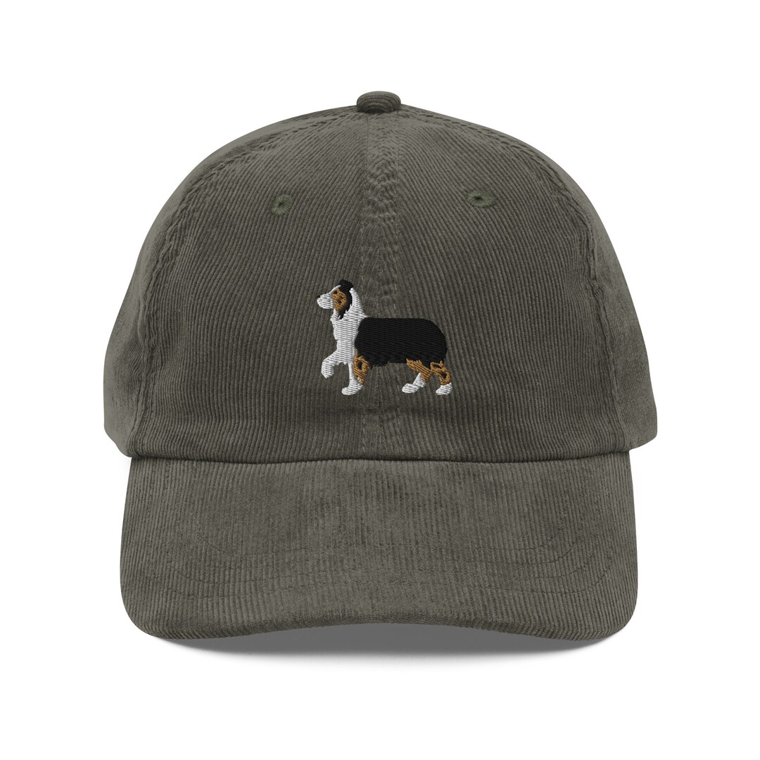 Tricolor Australian Shepherd Corduroy Cap, Embroidered Aussie Shepherd ...