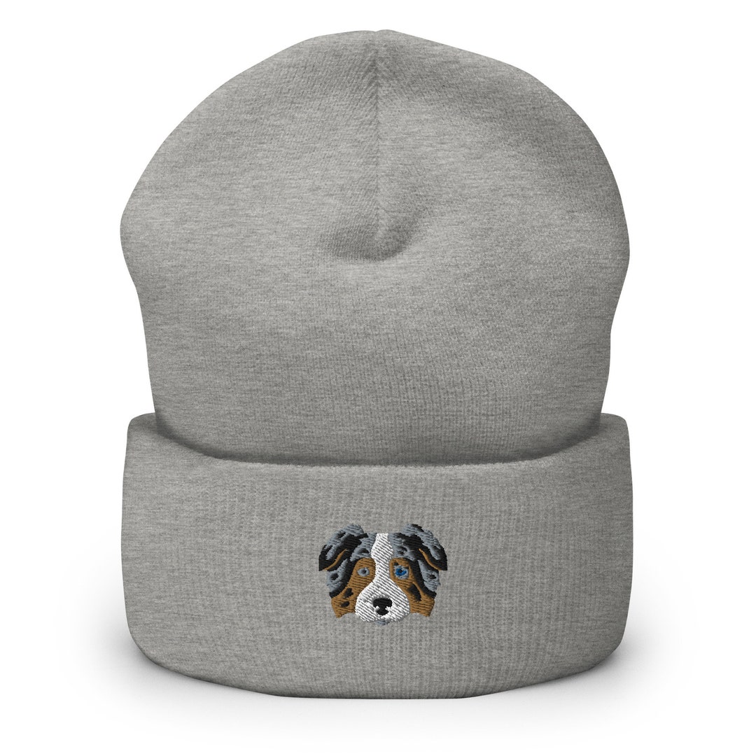 Merle Aussie Beanie, Australian Shepherd Embroidered Beanie, Blue Merle ...