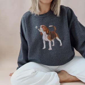 Cute Beagle Sweatshirt, Beagle Illustration Crewneck, Watercolor Beagle ...