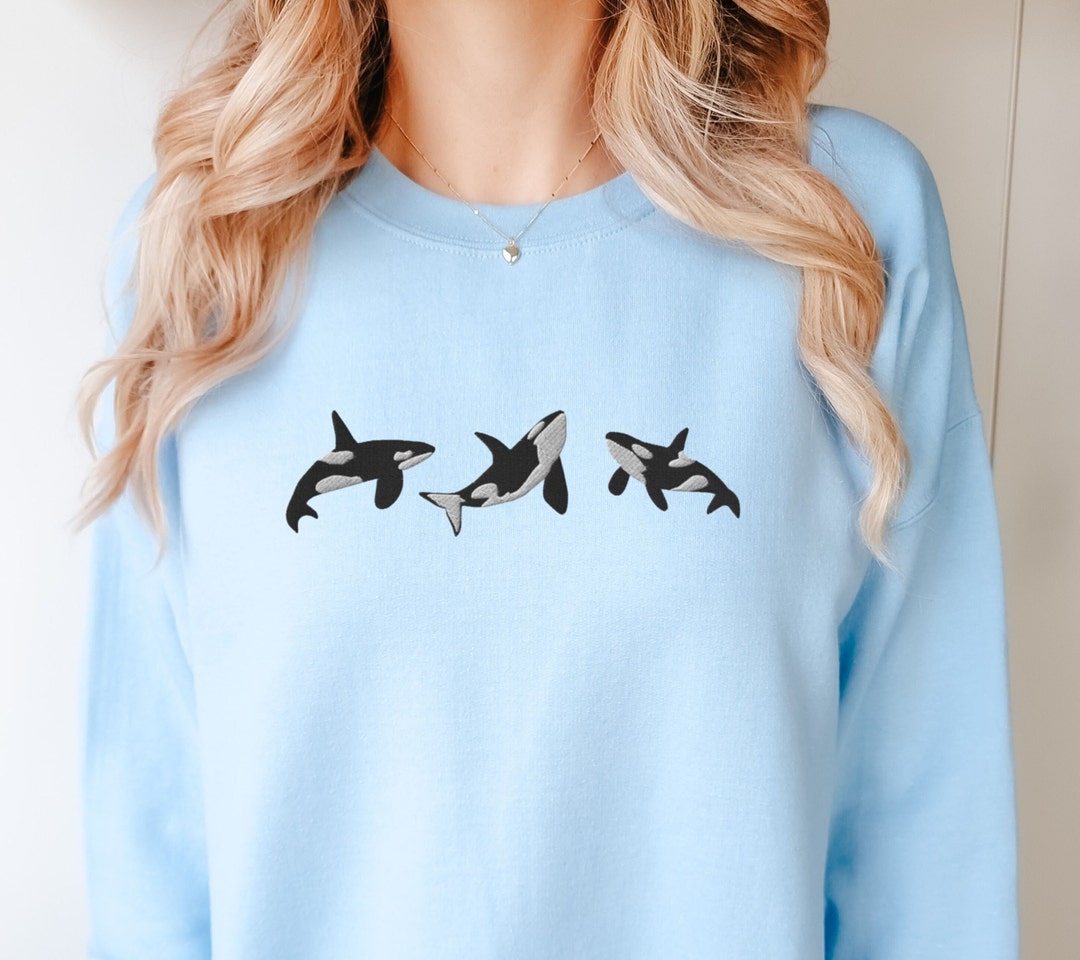 Orca Whale Embroidered Sweatshirt, Pod of Whales Crewneck, Cute Whale ...