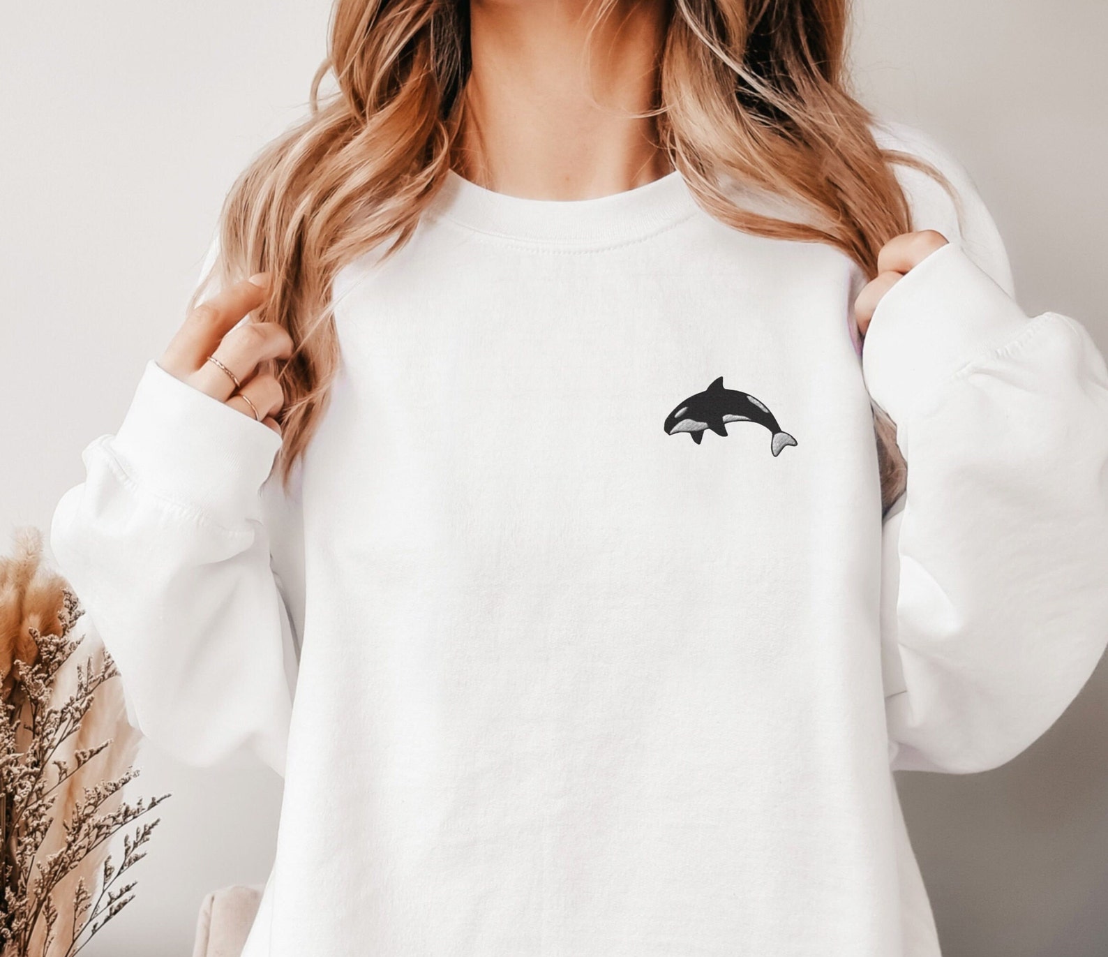 Orca Embroidered Sweatshirt, Killer Whale Crewneck, Whale Shirt, Whale ...