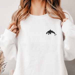 Orca Embroidered Sweatshirt, Killer Whale Crewneck, Whale Shirt, Whale ...